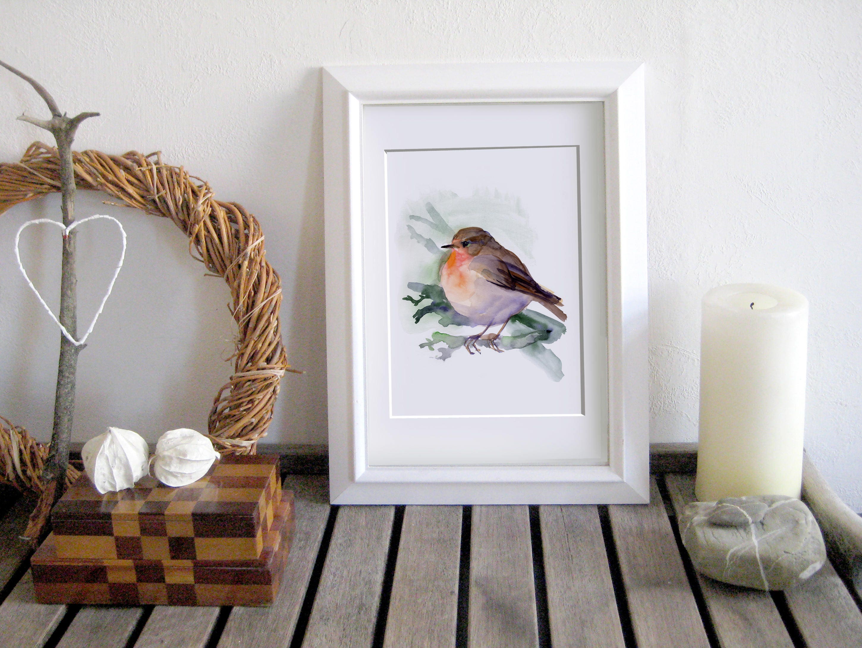 Red Robin Print, Robin Painting, Bird Giclee Print Watercolor, Bird ...
