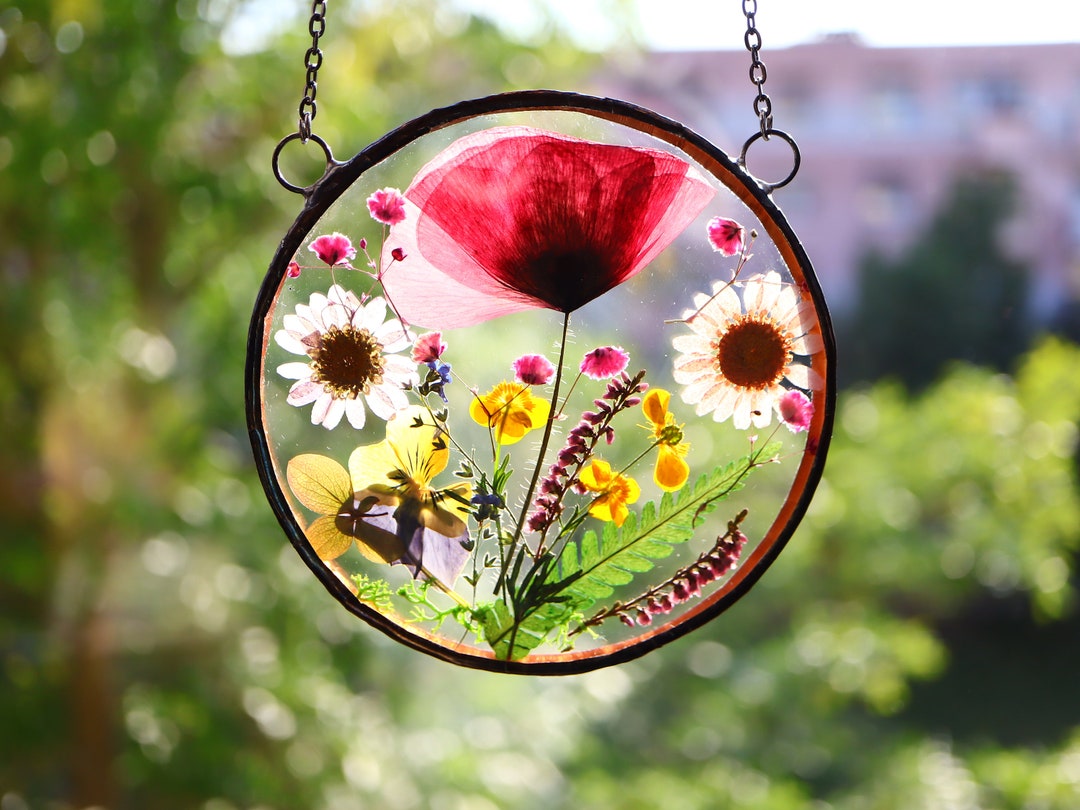 Pressed Flower Frame, Poppy Flower Decor Gifts for Mom Birthday Gifts ...