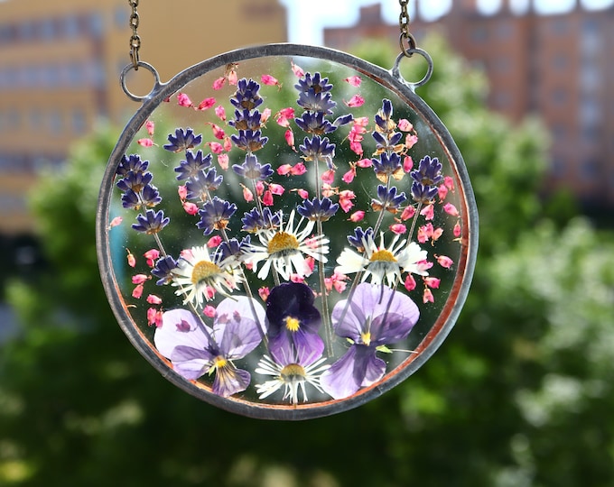 Stained Glass Flower Suncatcher Window Ornament Window Hanging Flower
