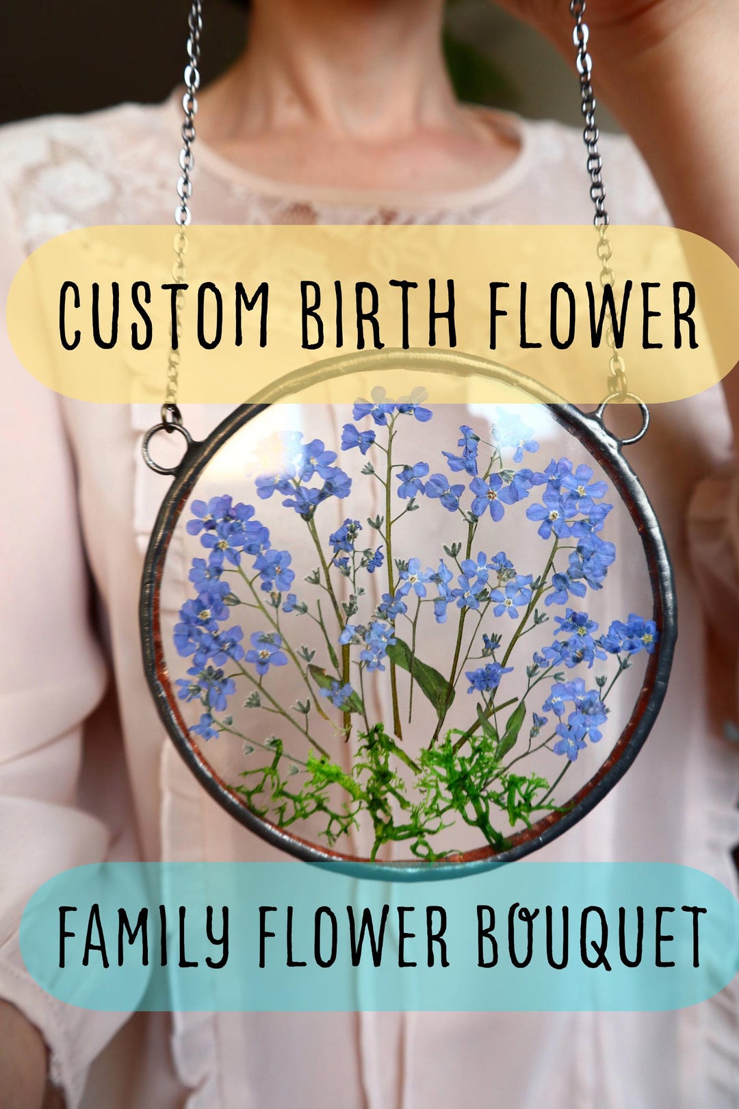 Personalized Pressed Birth Month Flowers Bouquet: Home-decor Boho Gift ...