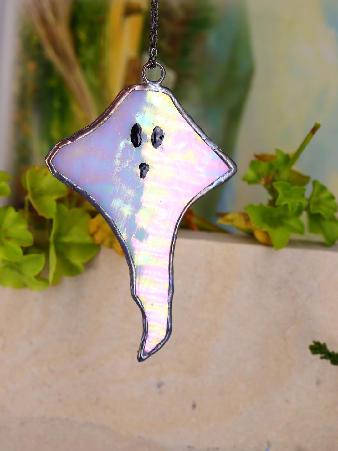 Stained Glass Ghost, Halloween Gift, Crystal Suncatcher, Suncatcher ...