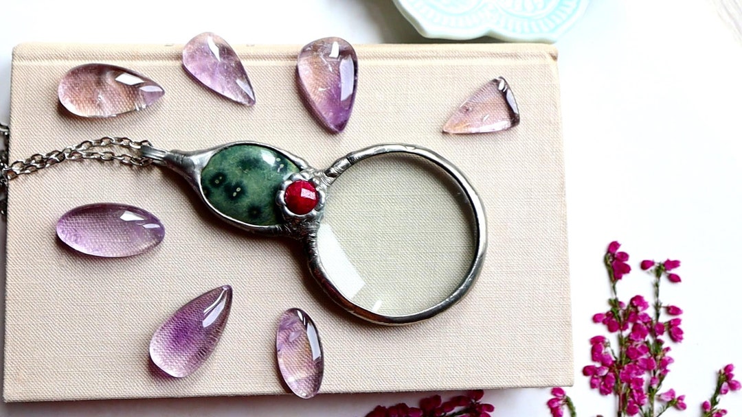 Magnifying Glass Loupe Pendant, Loupe Necklace Kamamba Jasper Necklace ...