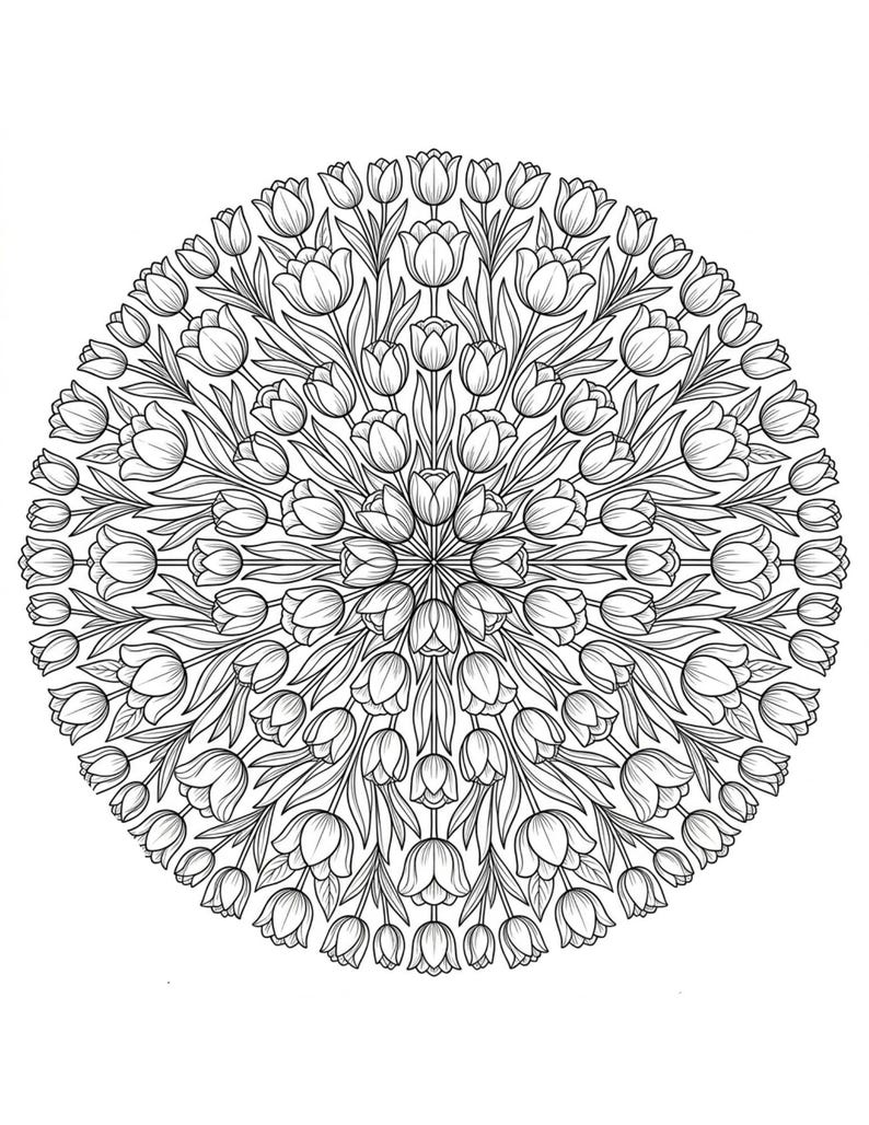 Floral Mandala Coloring Pages - Etsy