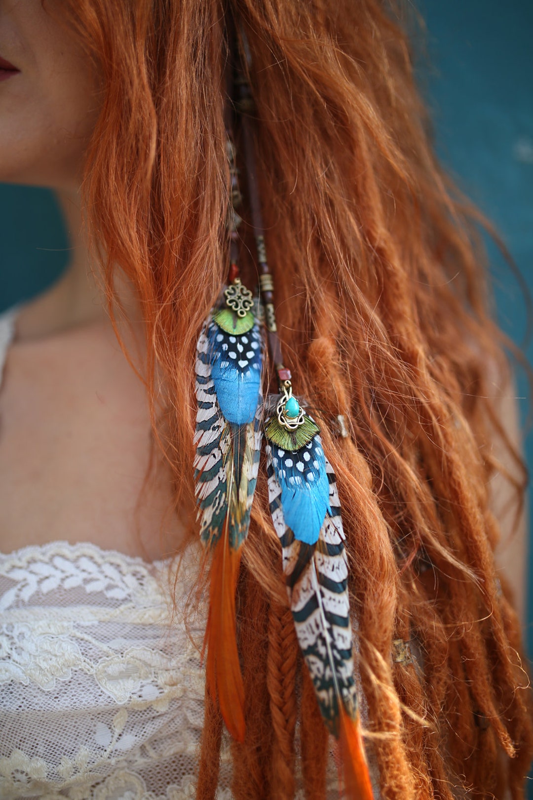Redtail Tiger Feather Hair Clip - Bohemian Hippie Rock N Roll Style ...