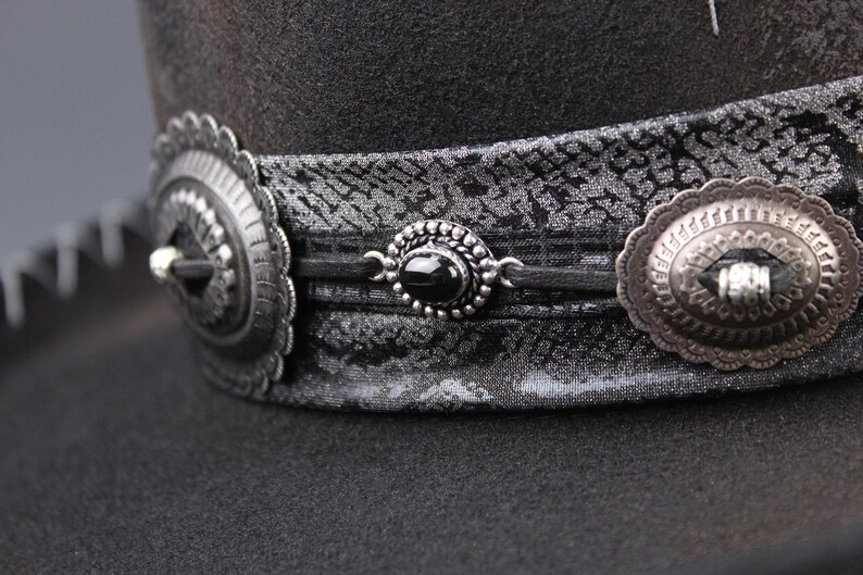Gothic Gambler Fedora: Handmade Wool Felt Cowboy Hat With Silver ...