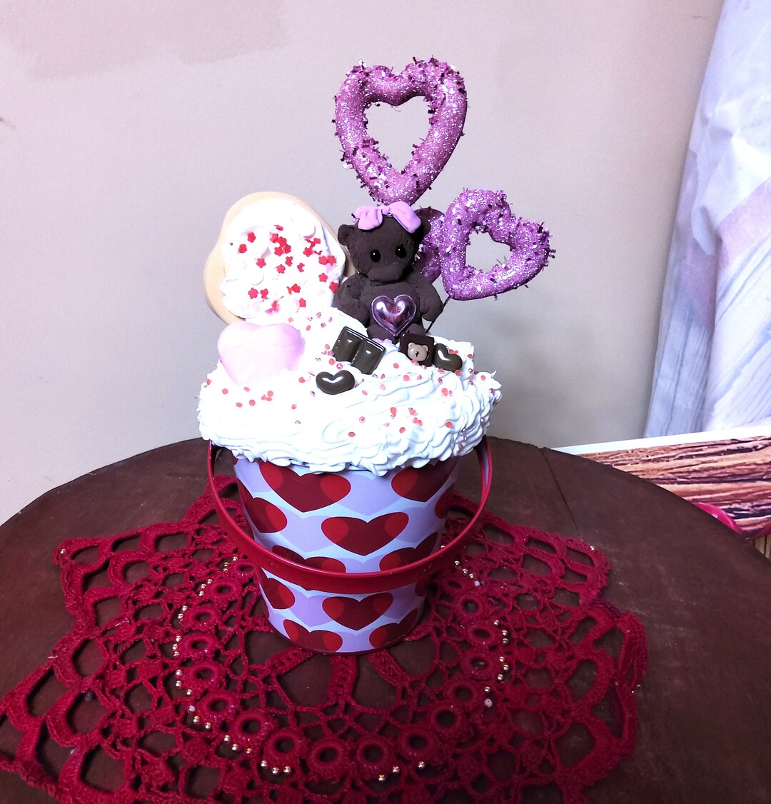 Fake Bake, Faux Sweets, Valentines Bucket, Choc Bear - Etsy