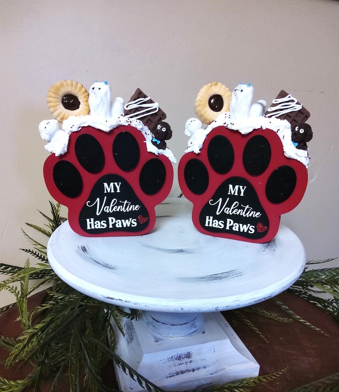 Fake Bake Valentine Doggy Paw Decor - Etsy