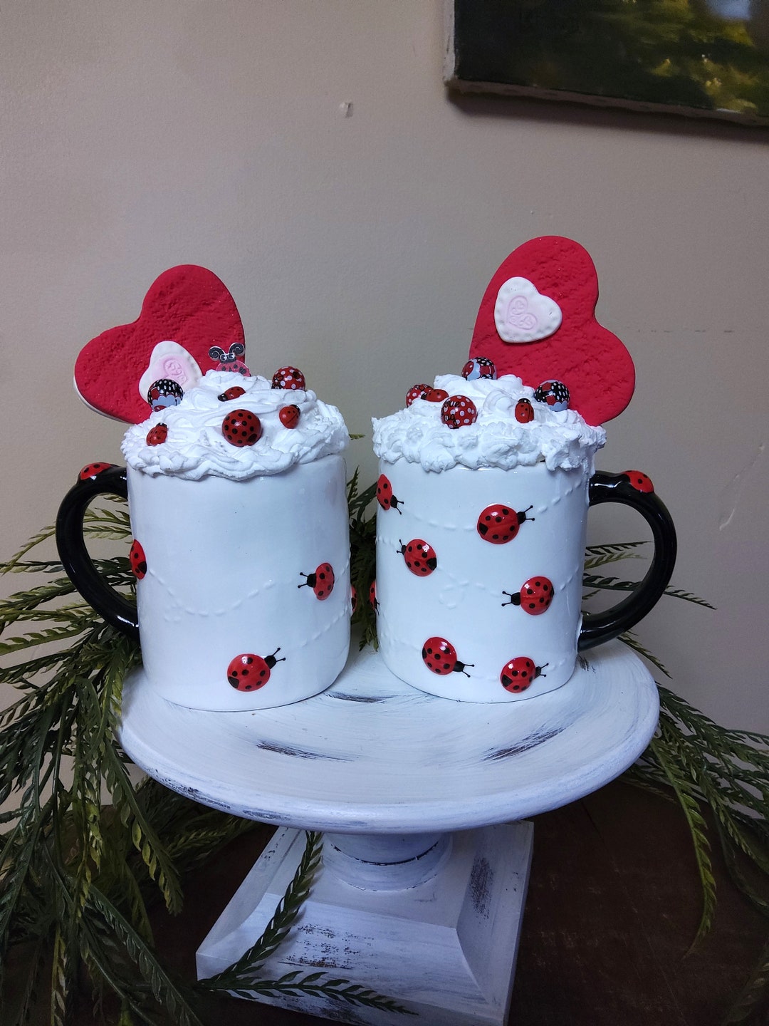 Fake Bake Ladybug Mugs Tiered Tray Decor - Etsy