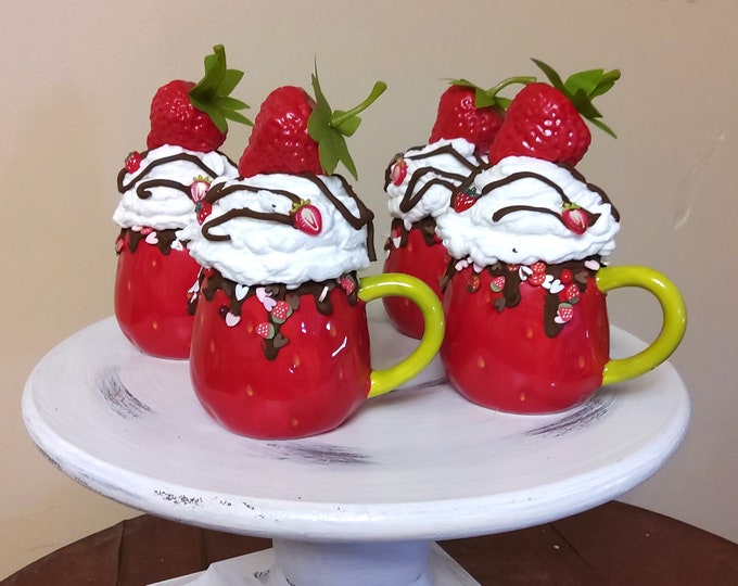 Cute Fake Mini Strawberry Mugs, Summer, Tier Tray, Decor - Etsy