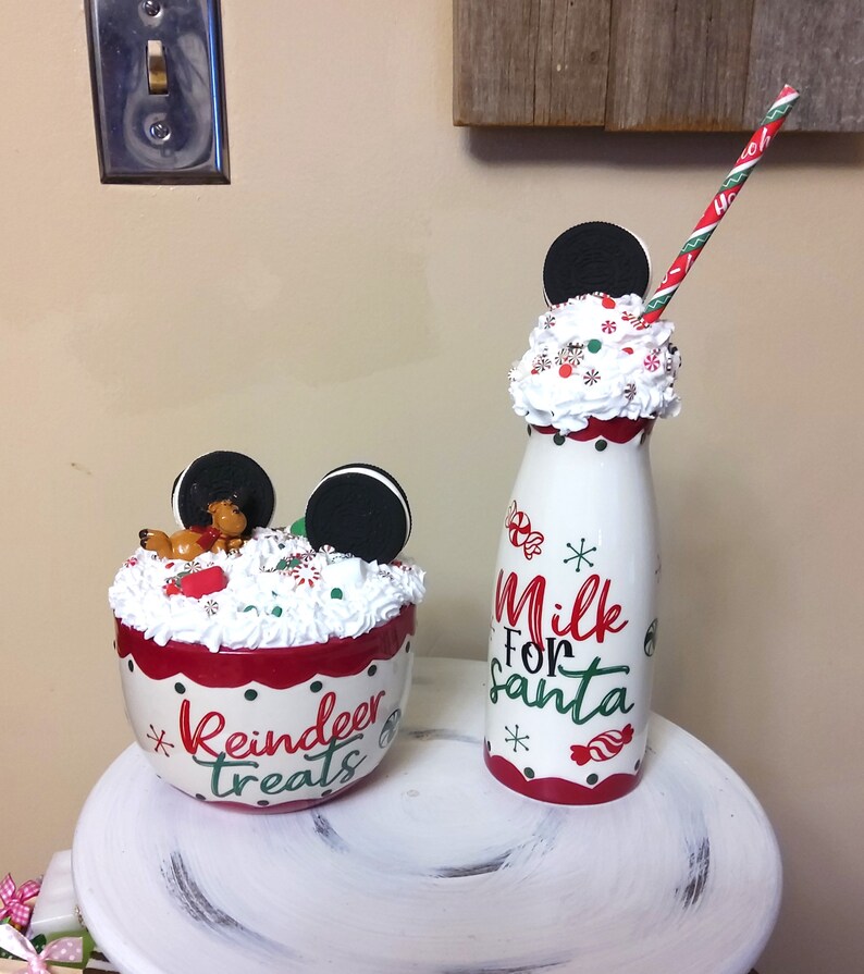 Super Cute Santa Milk and Reindeer Treats Set! Fake Bake Decor - Etsy