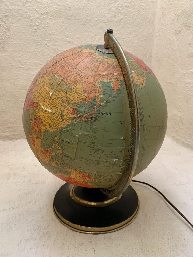 Vintage Illuminated World Globe Lamp - Etsy