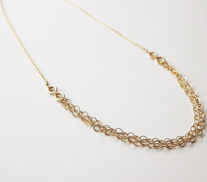 Hammered Gold Filled Infinity Necklace Triple Gold Chain | Etsy