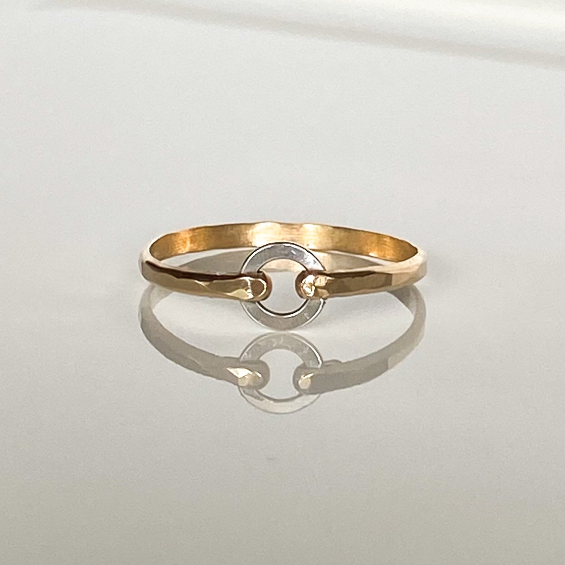 Hammered Sterling and Gold Filled Ring Mix Metal Ring Gold - Etsy