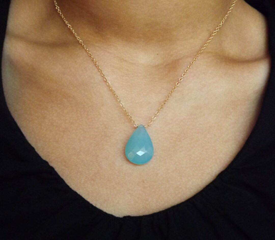 Large Chalcedony Gemstone Gold Filled or Sterling Necklace Chalcedony ...
