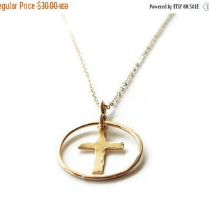 Gold Cross Eternity Necklace - Gold Pendant Necklace - Everyday ...