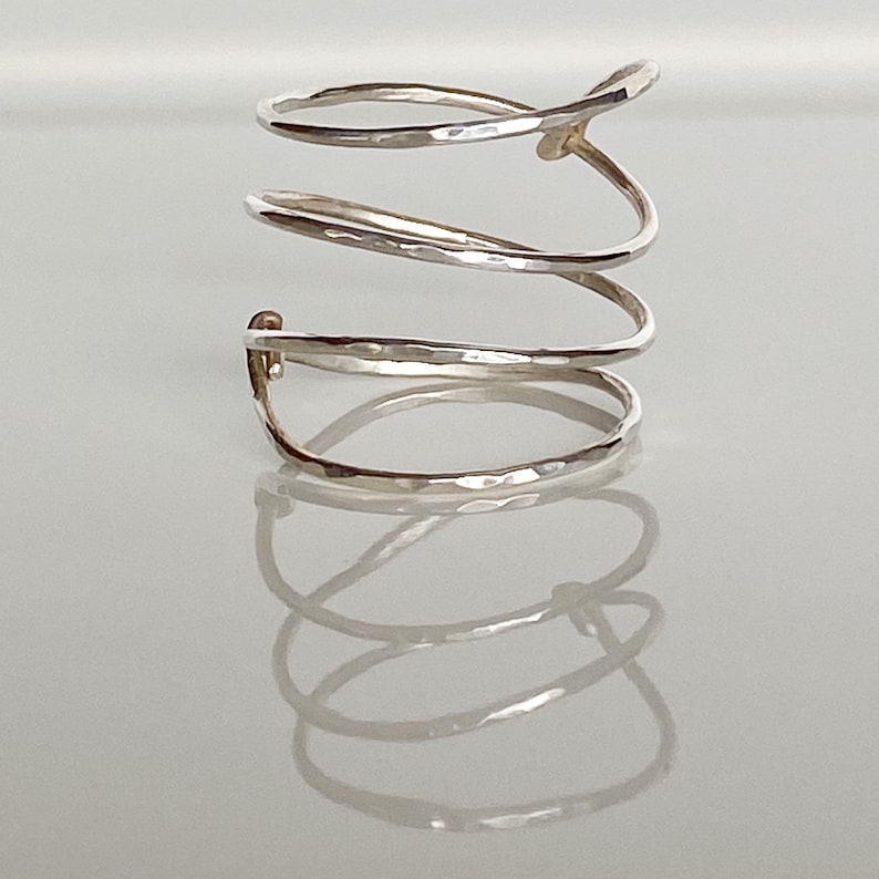 Hammered Sterling Spring Ring Silver Ring Sterling Wrap - Etsy