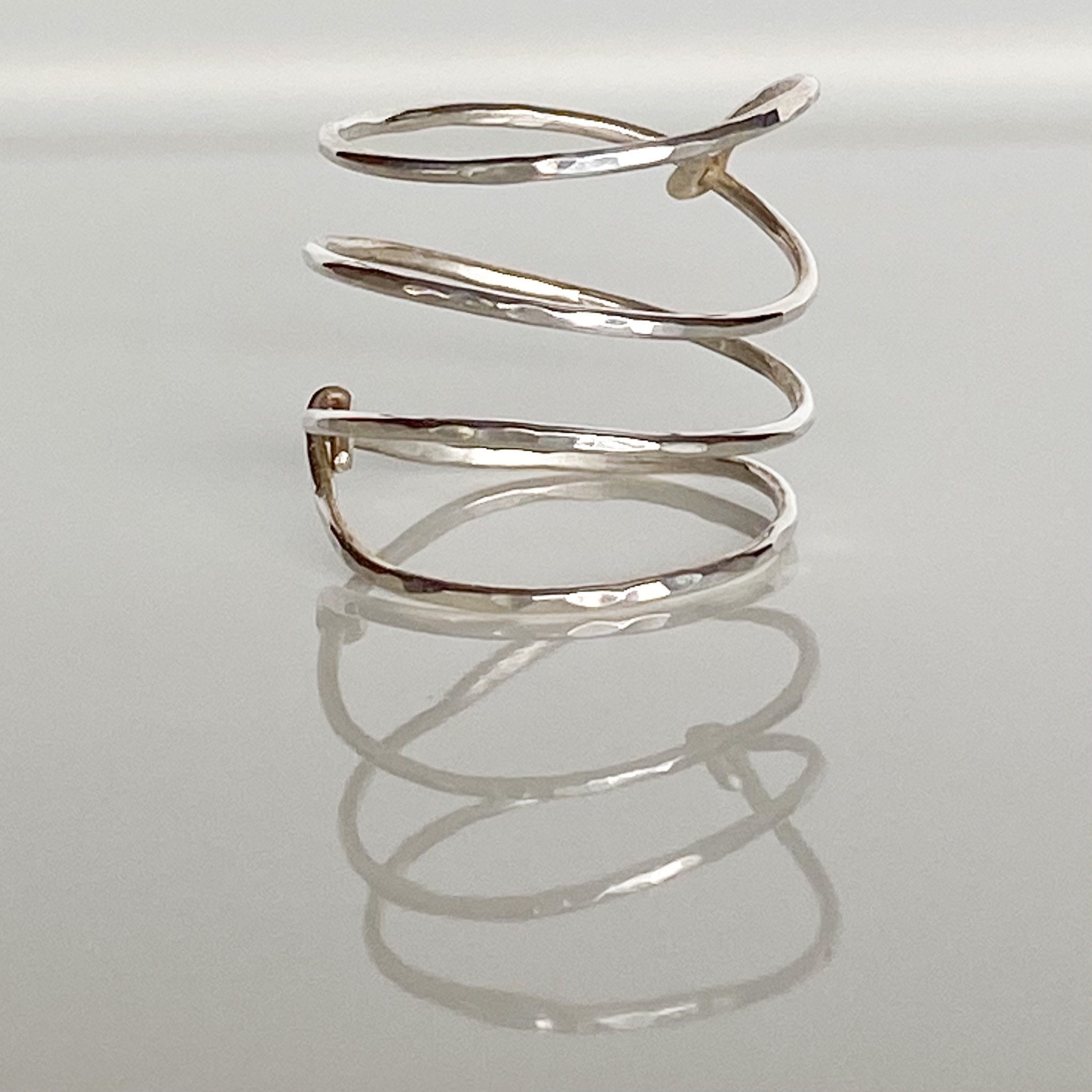 Hammered Sterling Spring Ring Silver Ring Sterling Wrap | Etsy