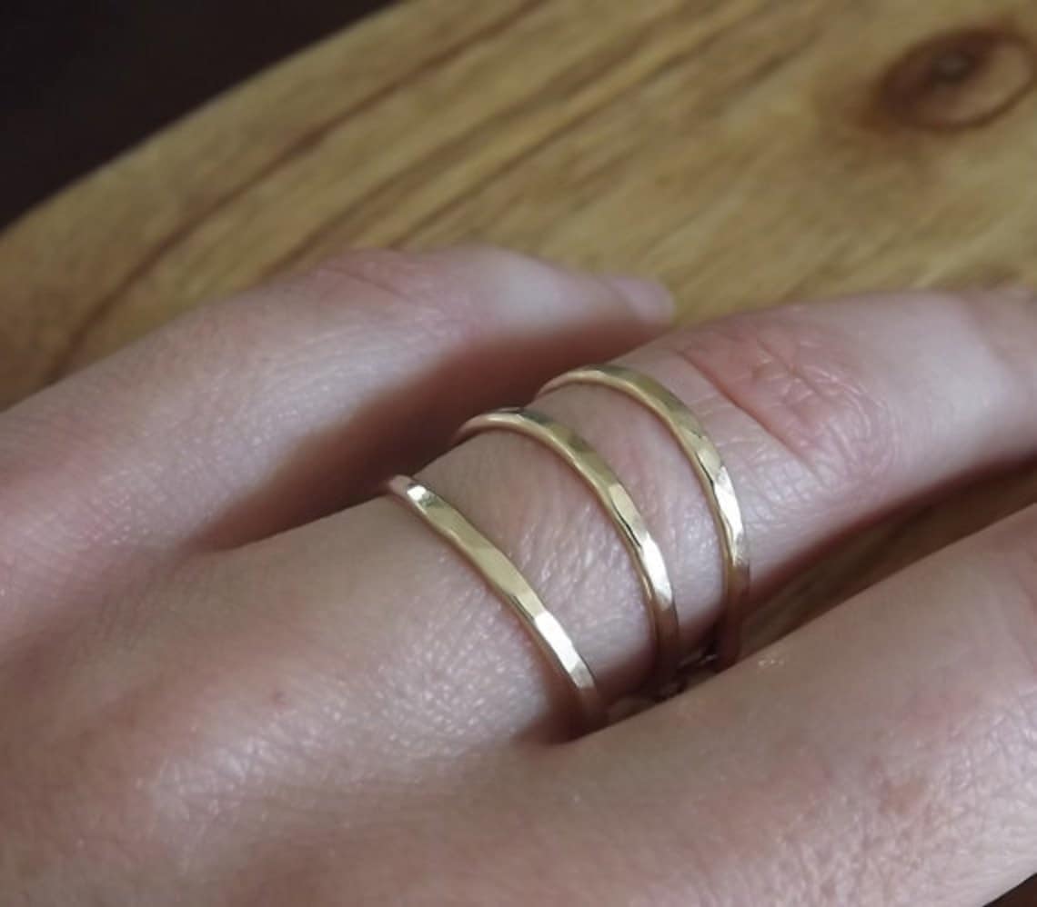 Gold Filled and Sterling Chain Coil Ring Hammered Gold - Etsy