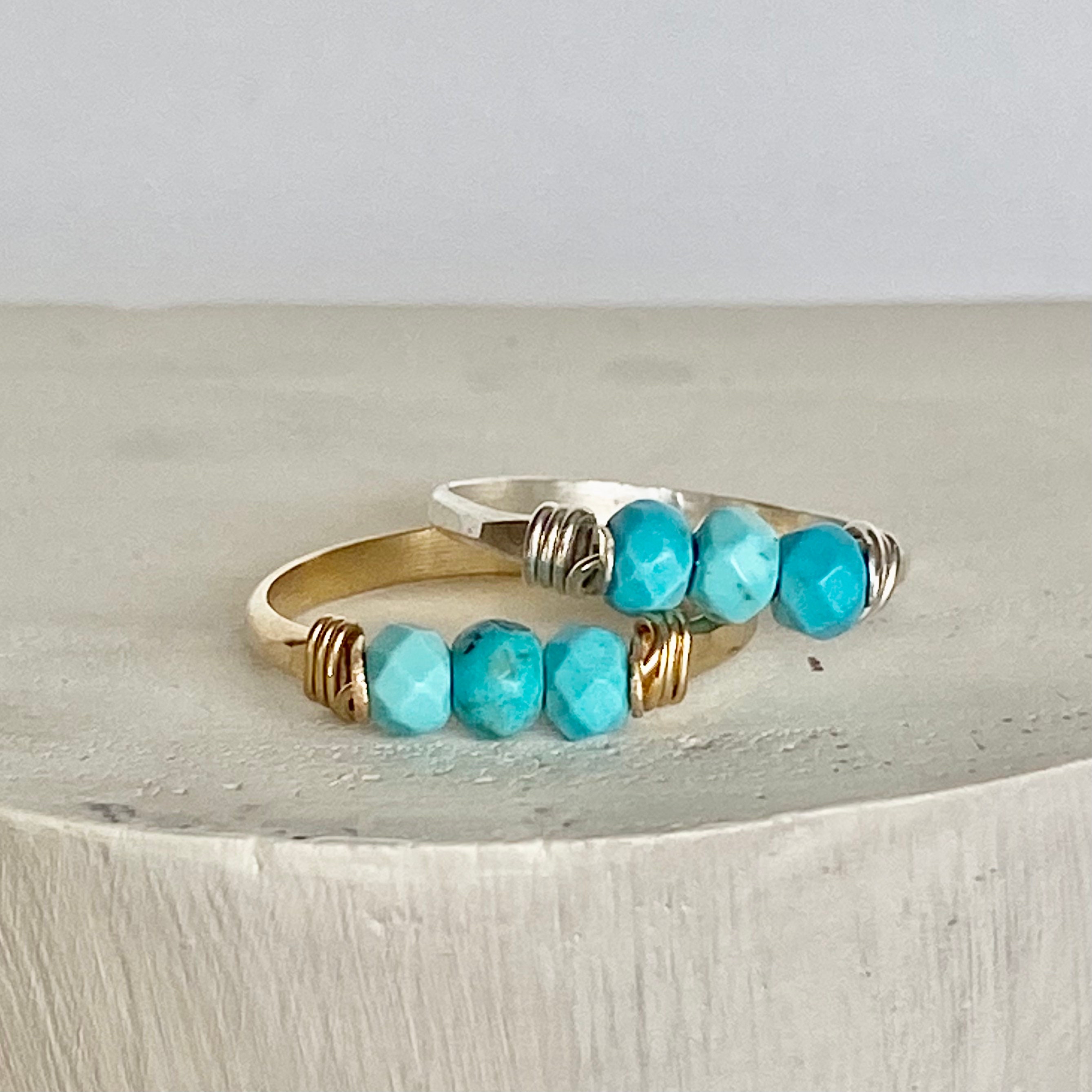 Stacking Rings Gemstone Ring Heavy Gauge Hammered Gold | Etsy