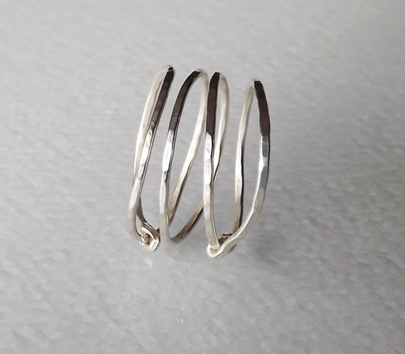 Hammered Sterling Spring Ring - Silver Ring - Sterling Wrap Ring - Coil ...