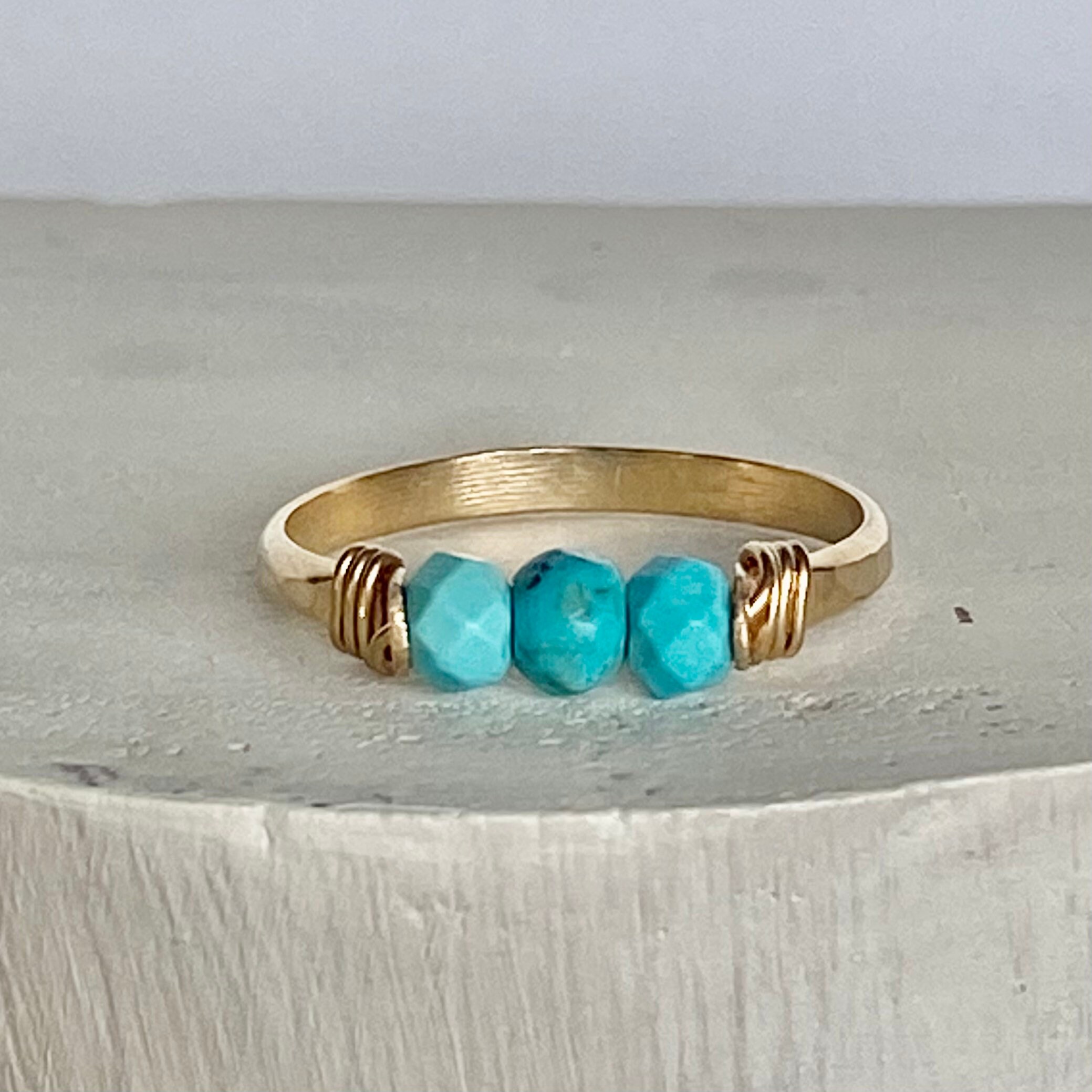 Stacking Rings Gemstone Ring Heavy Gauge Hammered Gold | Etsy