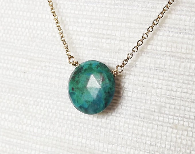 Gold Filled Chrysocolla Charm Necklace Bridesmaid Necklace - Etsy