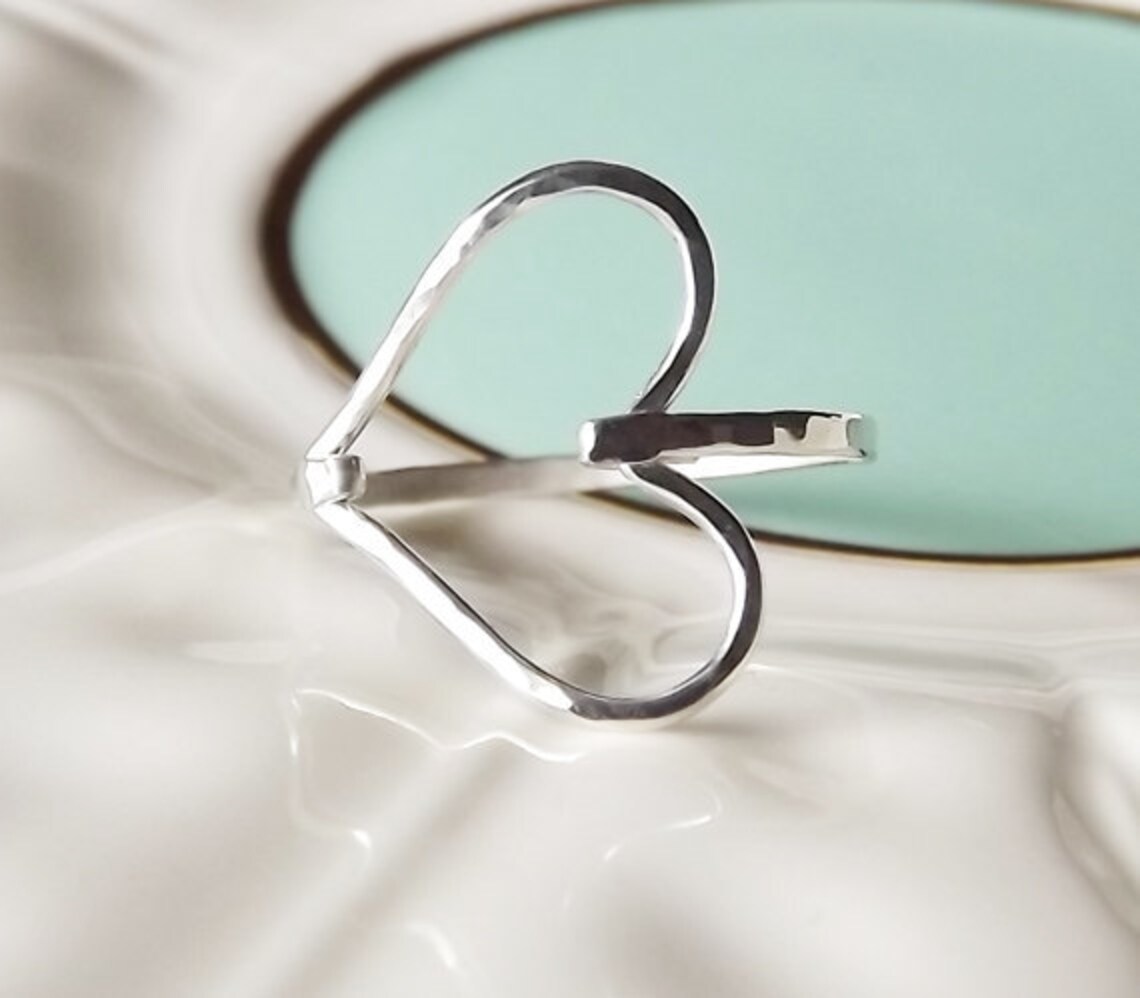 Silver Heart Ring - Sideways Heart Sterling Ring - Heart Ring - Love ...