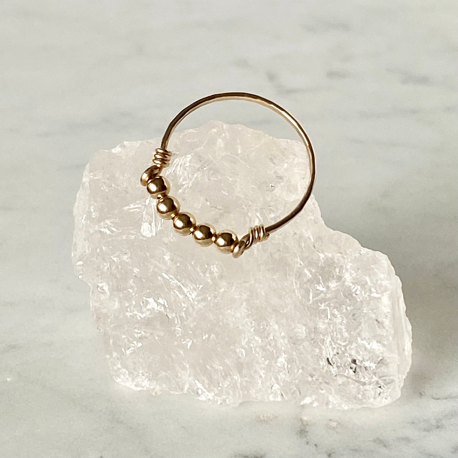 Gold Bead Ring Hammered Gold Filled Ring Stacking Rings - Etsy