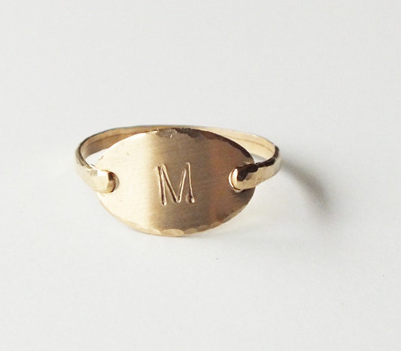 Monogram Ring Personalized Gold Ring Initial Gold Filled | Etsy