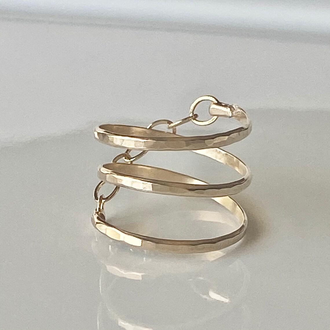 Gold Filled and Sterling Chain Coil Ring Hammered Gold - Etsy