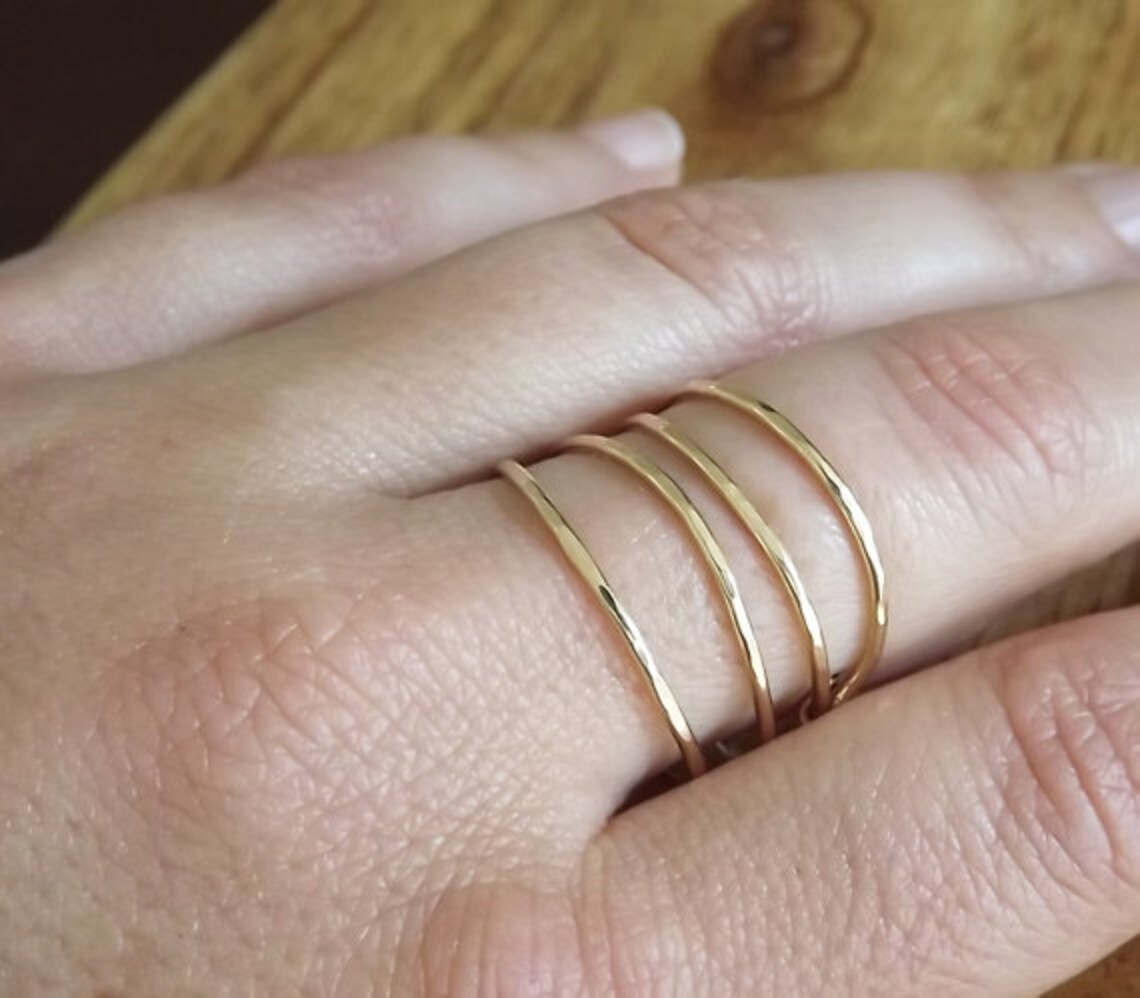 Gold Coil Ring Hammered Gold Filled Spring Ring Gold Ring | Etsy