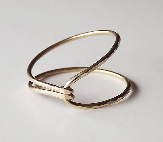 14k Gold Filled Wrap Ring Gold Dainty Ring Hammered | Etsy