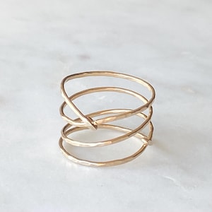 Gold Coil Ring - Hammered Gold Filled Spring Ring - Gold Ring - Wrap ...