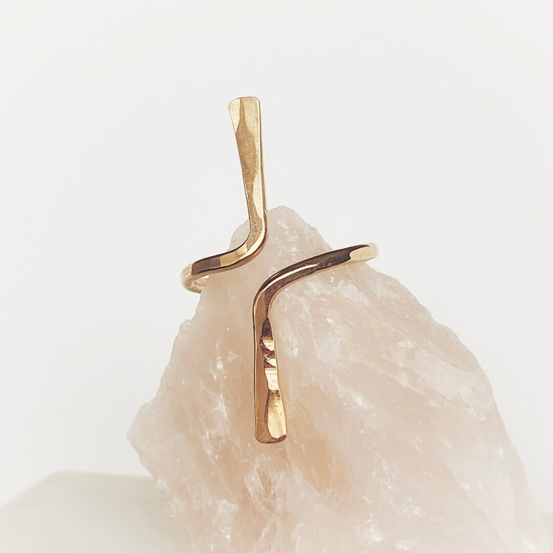 Gold Bar Ring Gold Wrap Ring Gold Heavy Band Gold Hammered Ring - Etsy