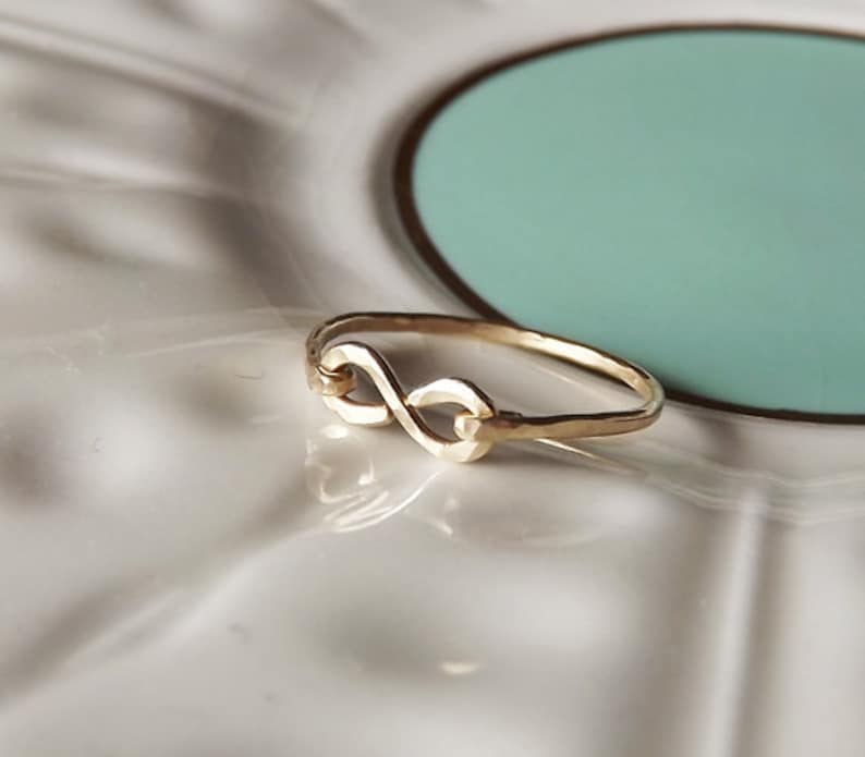 Hammered Gold Filled or Sterling Infinity Band - Gold Ring - Stackable ...