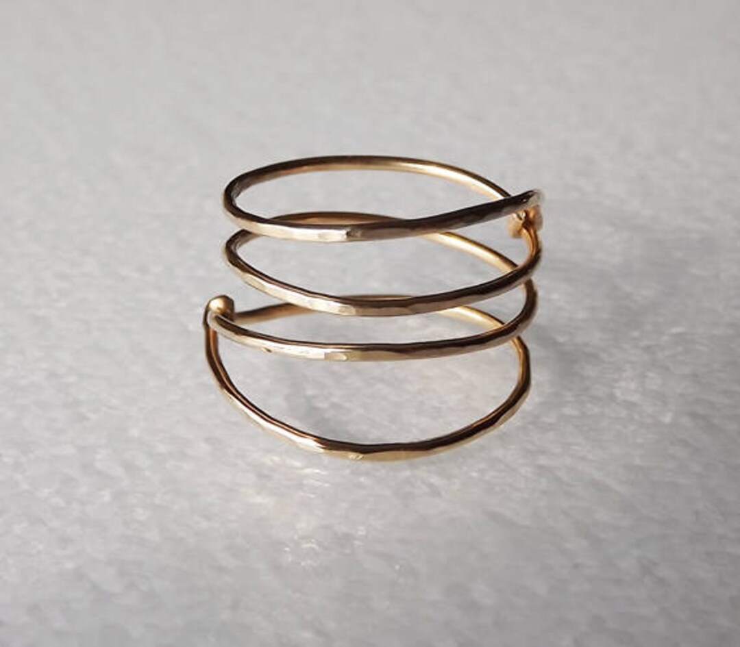 Gold Coil Ring Hammered Gold Filled Spring Ring Gold Ring Wrap Ring ...