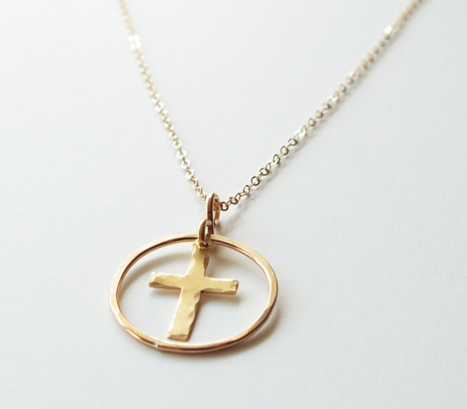 Gold Cross Eternity Necklace Gold Pendant Necklace | Etsy