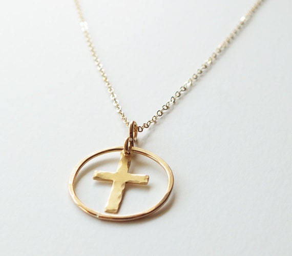 Gold Cross Eternity Necklace Gold Pendant Necklace | Etsy