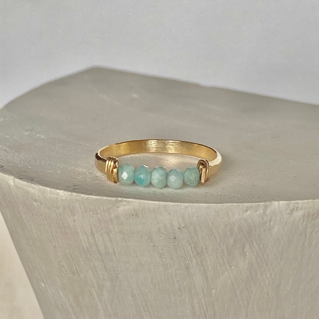 Gemstone Ring Stacking Rings Heavy Gauge Hammered Gold Filled Ring Gold ...