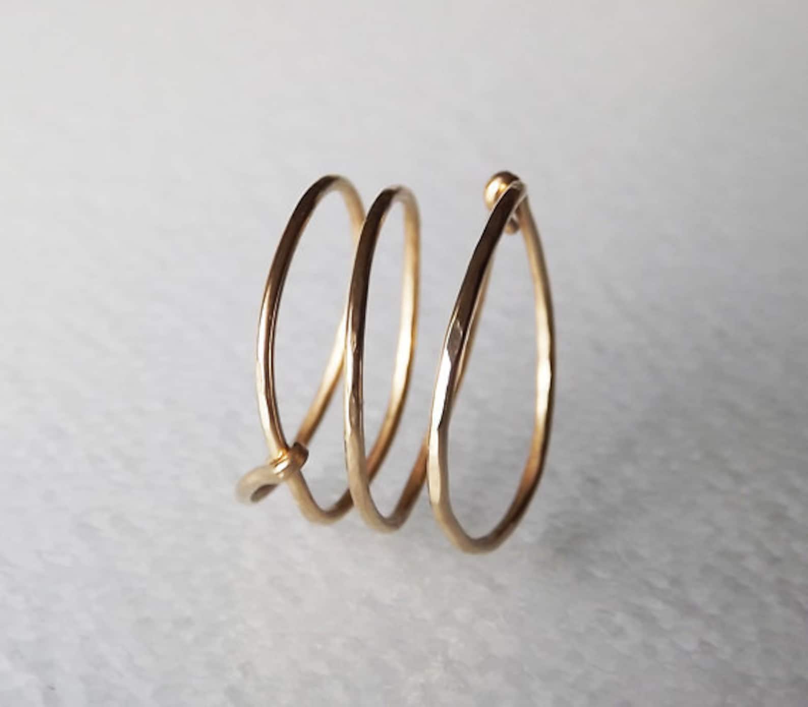 Gold Coil Ring - Hammered Gold Filled Spring Ring - Gold Ring - Wrap ...