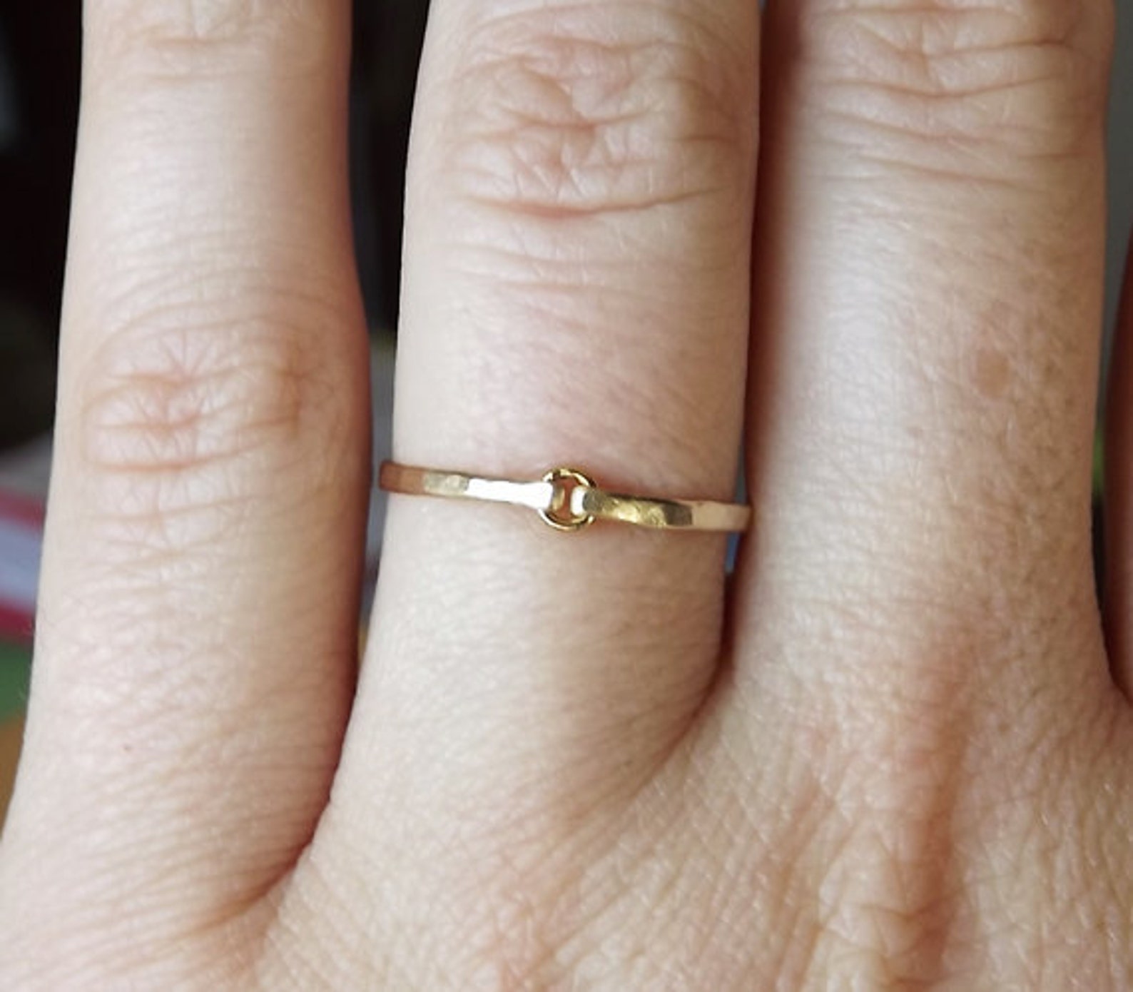 Tiny Circle Hammered Gold Filled Ring Gold Ring Stacking - Etsy