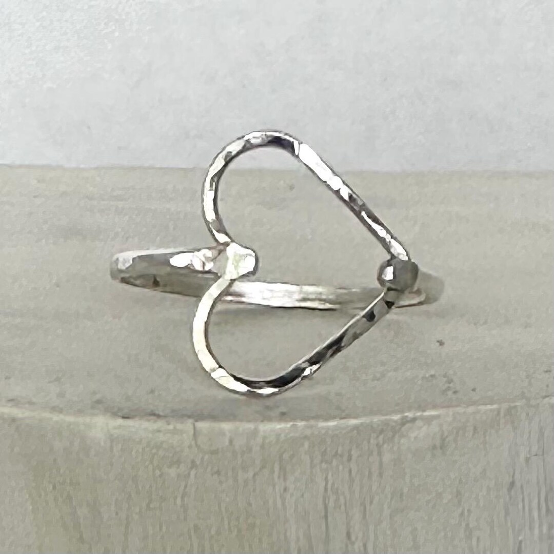 Hammered Sideways Heart Sterling Ring - Heart Ring - Sterling Ring ...