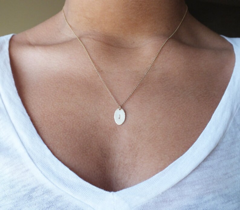 Personalized Gold Oval Necklace Initial Gold Filled Necklace - Etsy