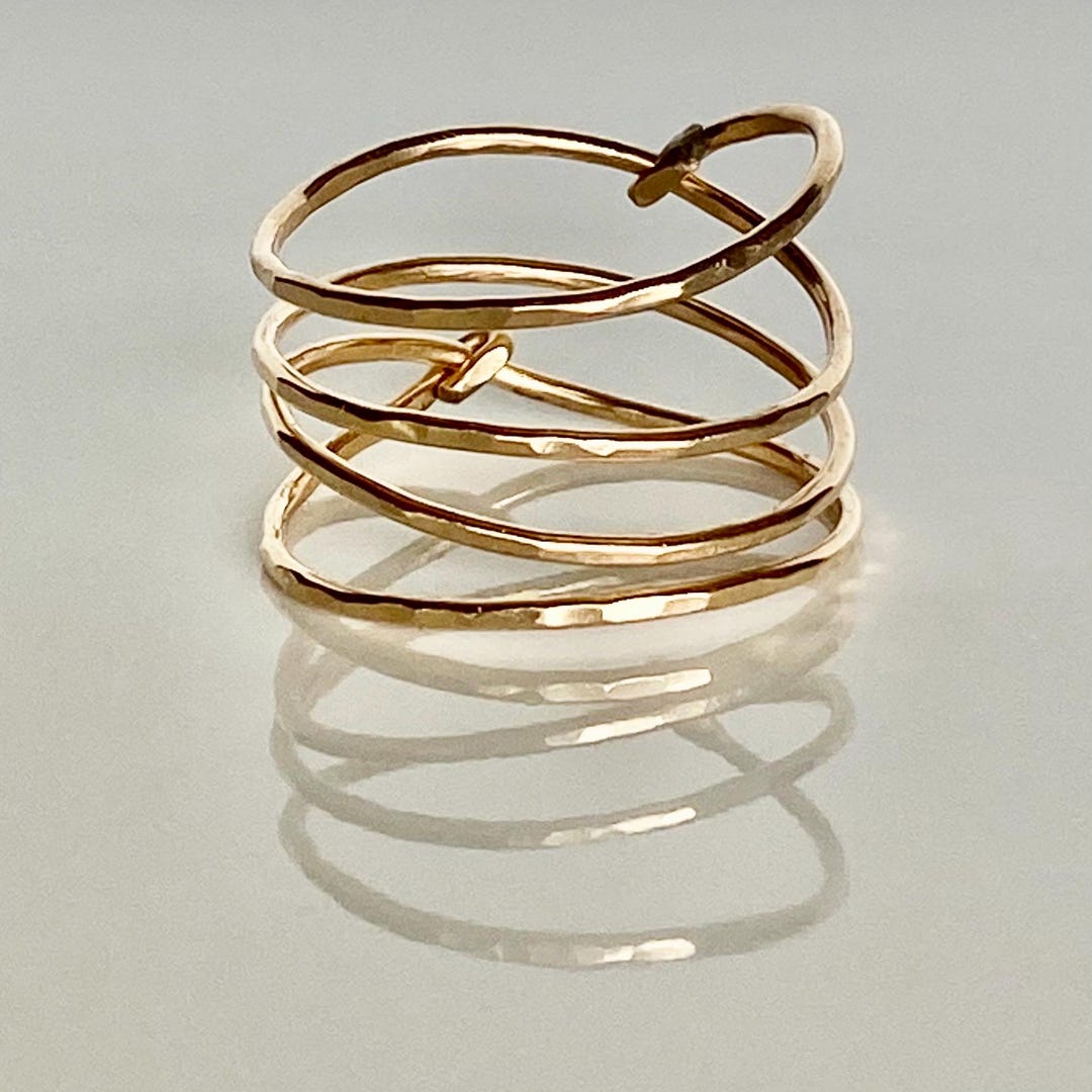 Gold Coil Ring - Hammered Gold Filled Spring Ring - Gold Ring - Wrap ...