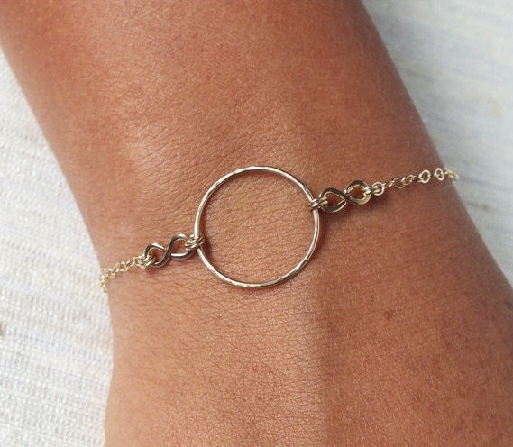 Gold Filled Infinity and Eternity Bracelet - Gold Circle Bracelet ...