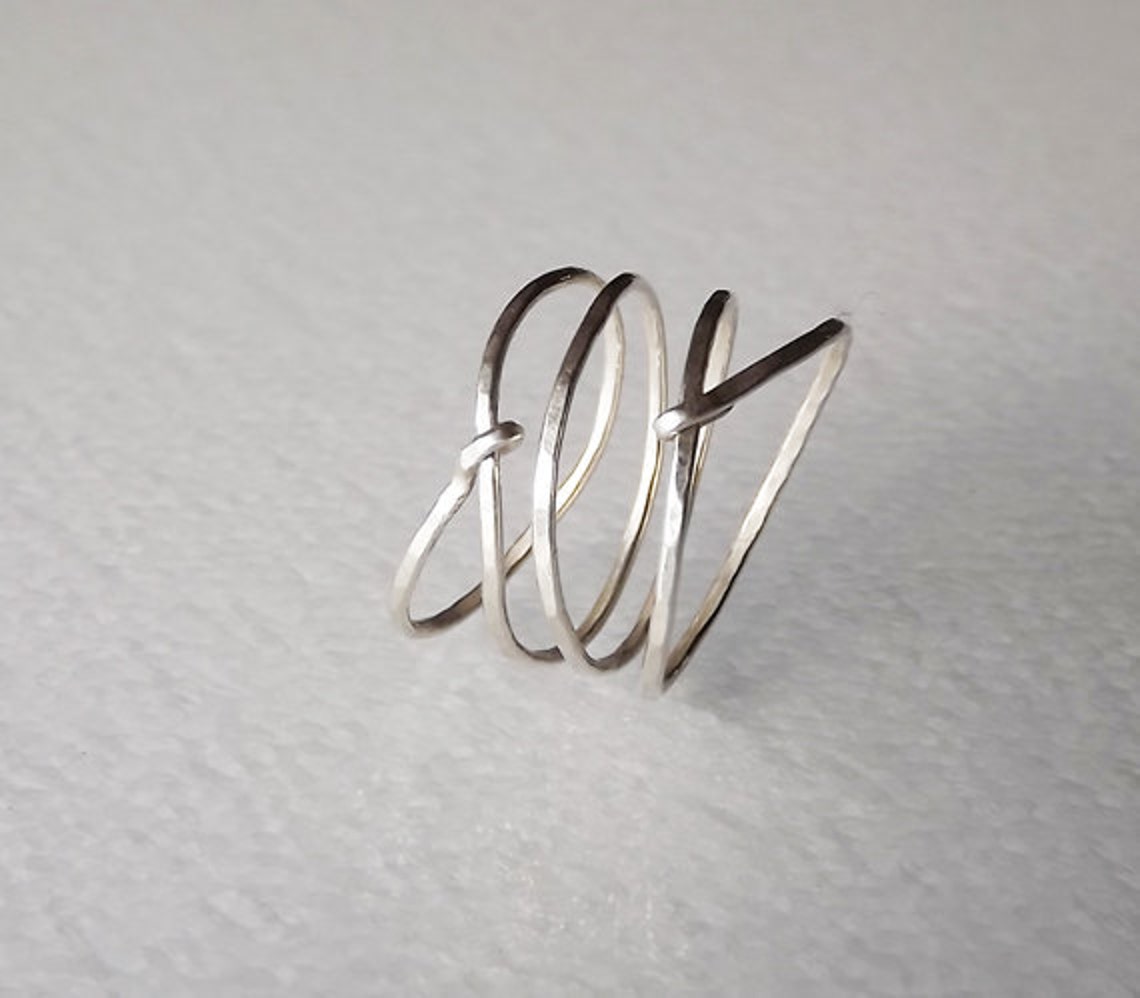 Hammered Sterling Spring Ring - Silver Ring - Sterling Wrap Ring - Coil ...
