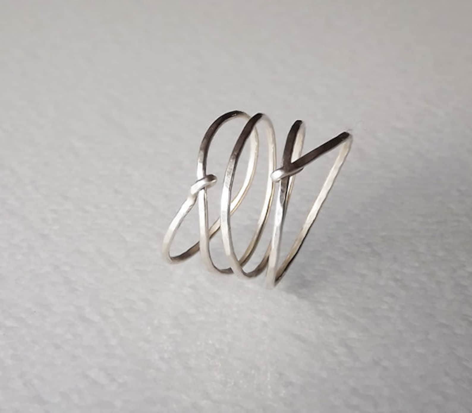 Hammered Sterling Spring Ring Silver Ring Sterling Wrap - Etsy