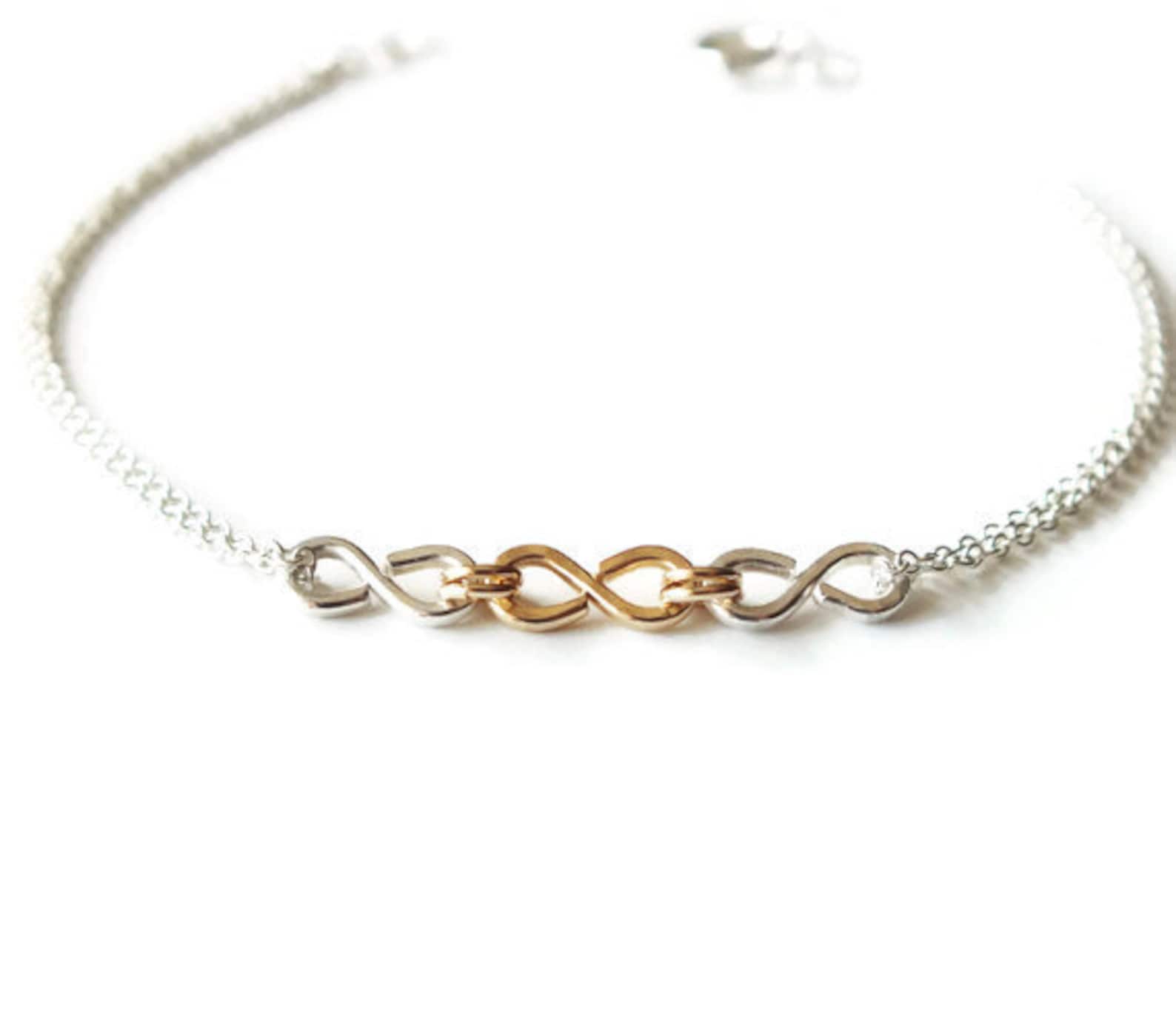 Gold Filled and Sterling Infinity Bracelet Triple Infinity - Etsy