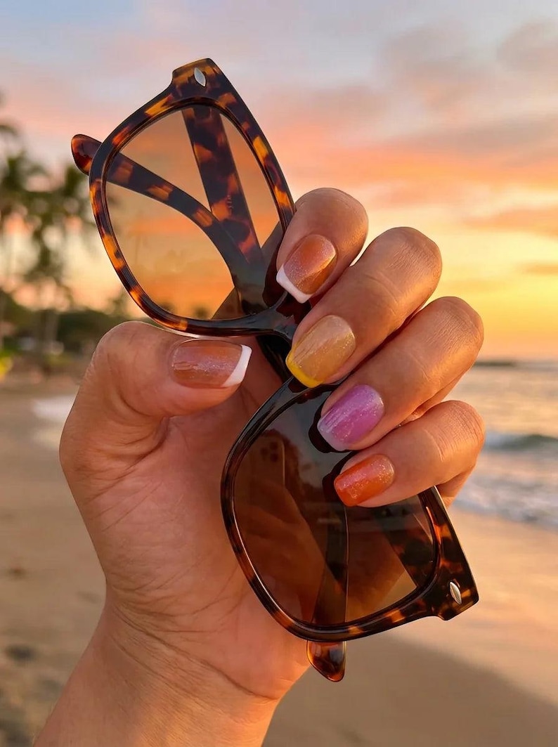10 Unghie Press On Fatte a Mano | SUNSET POP | Senza HEMA ...