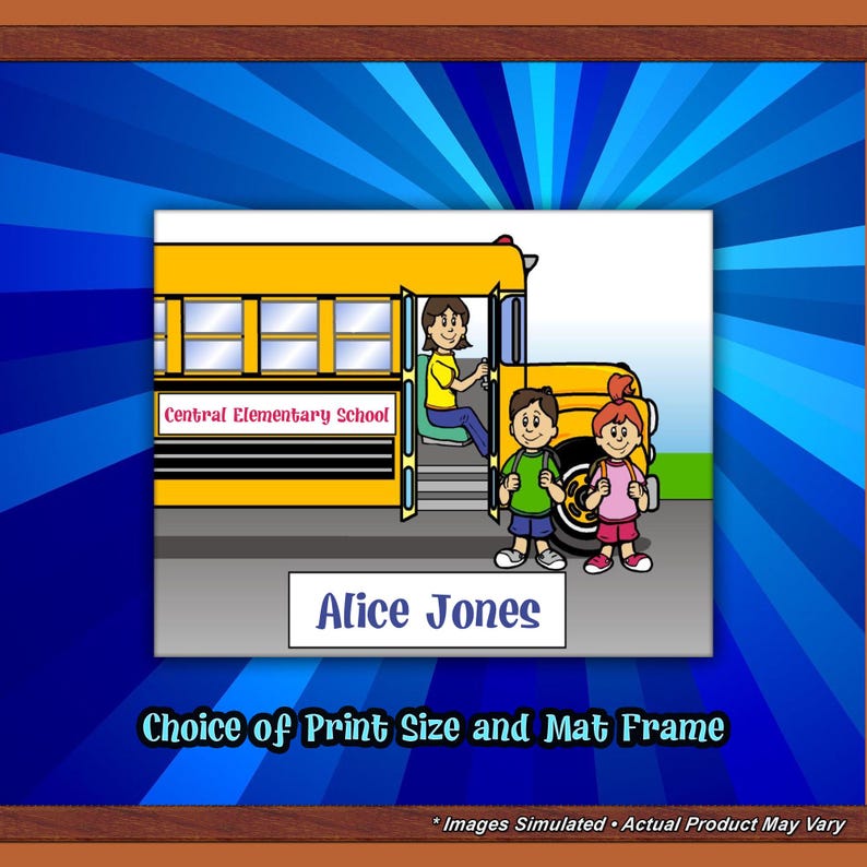 School Bus Driver Personalized Cartoon Print - Etsy